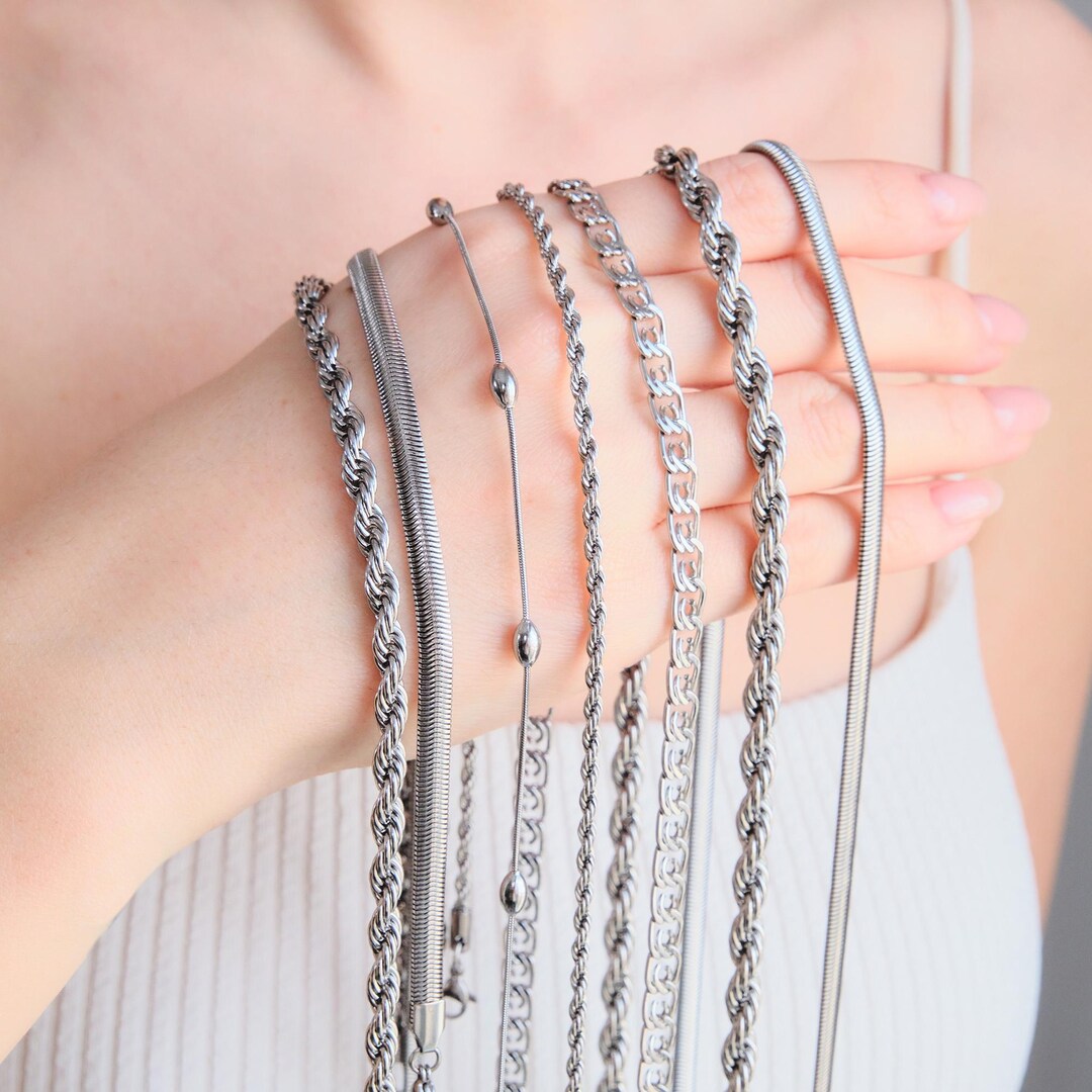 Stainless Steel Chain Necklace, Rope Chain, Snake Chain, Satellite ...