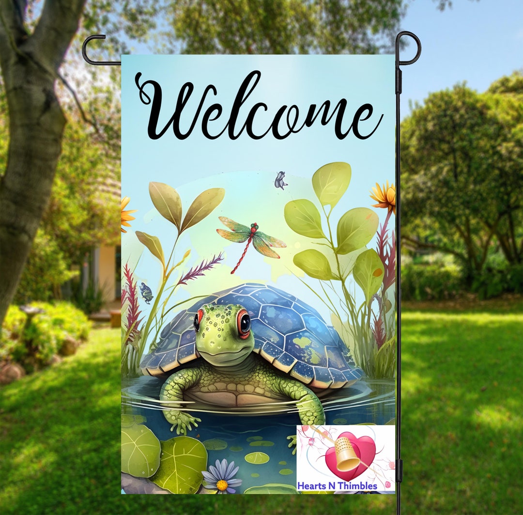 Welcome Turtle Garden Flag - Etsy