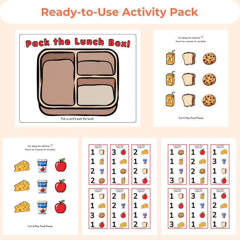Lunch Box Pretend Play Learn Math Game / Counting Activity for ...