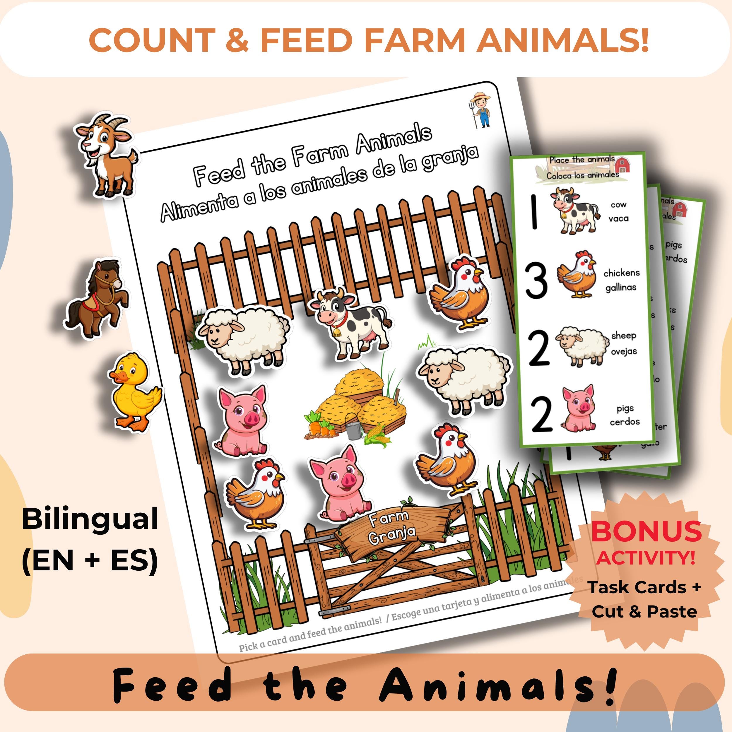 Farm Counting Math Activity for Preschool/ Bilingual(english, Spanish ...