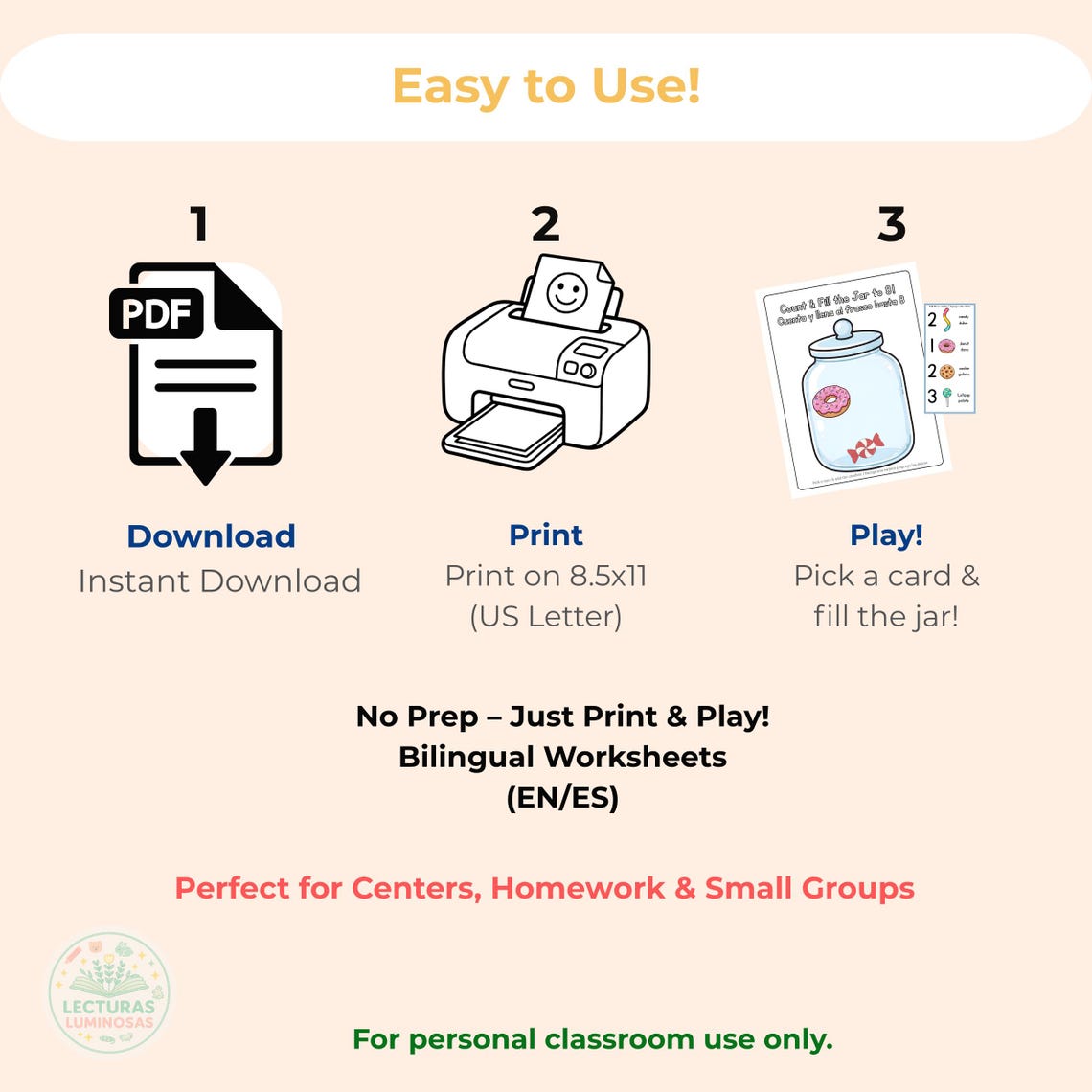 Candy Jar Math Printable, Counting & Number Matching Activity ...