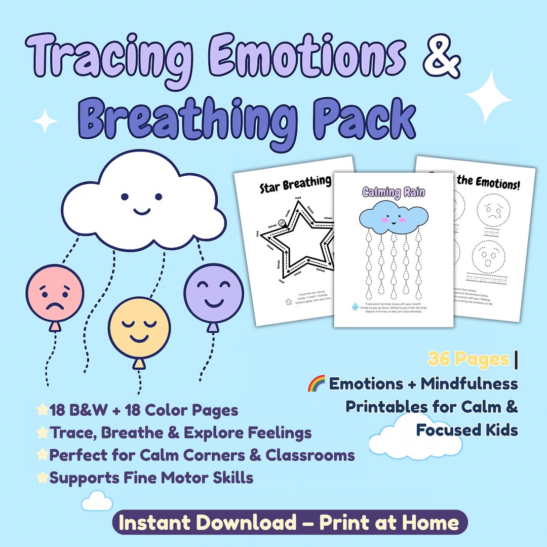 Tracing Emotions & Breathing Pack | Kids Emotional Regulation ...