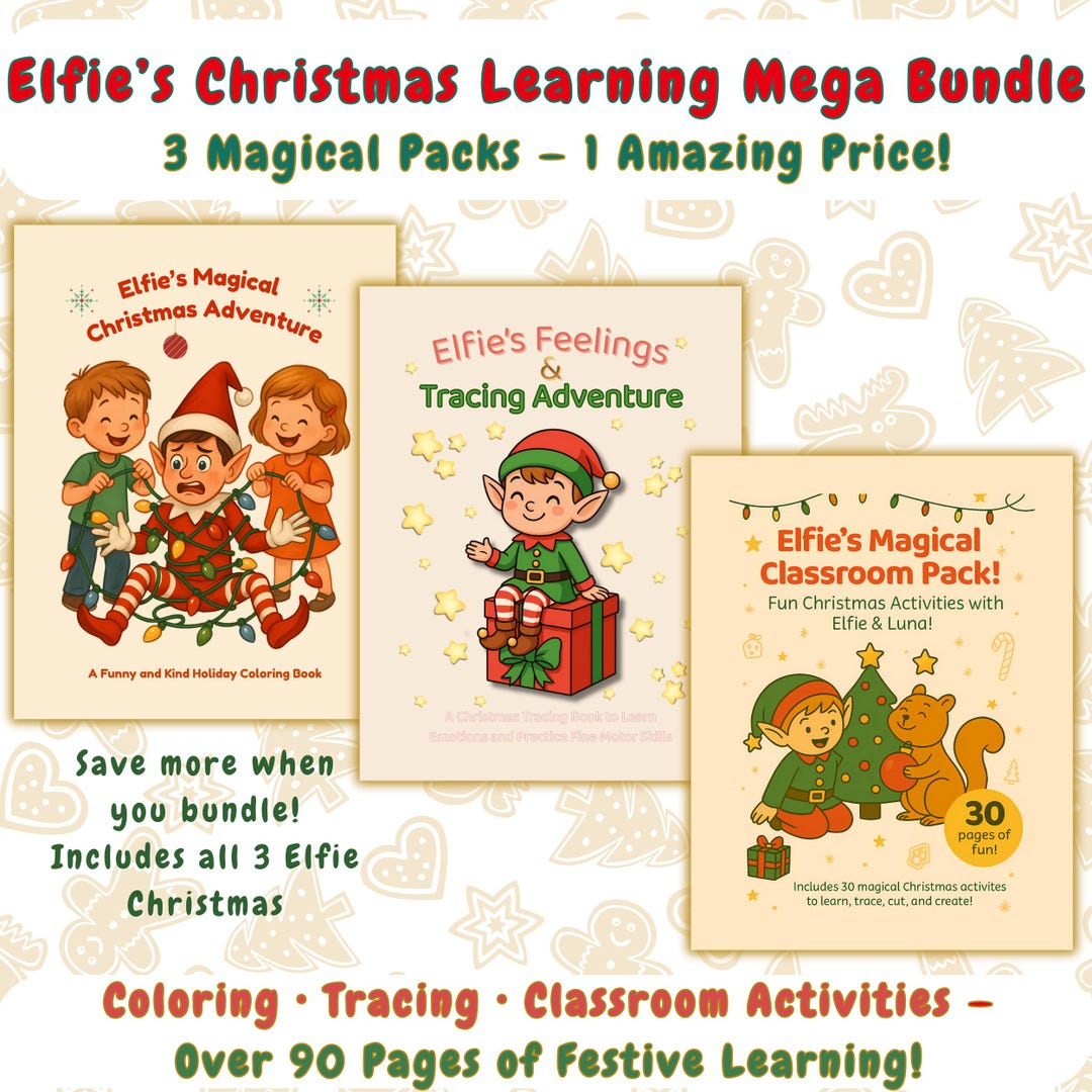 Elfie's Christmas Learning Mega Bundle | Coloring, Tracing & Activity ...