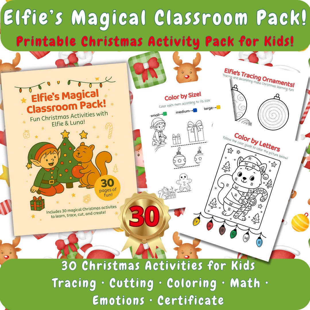 Elfie's Magical Classroom Pack | 30 Christmas Activities for Kids ...