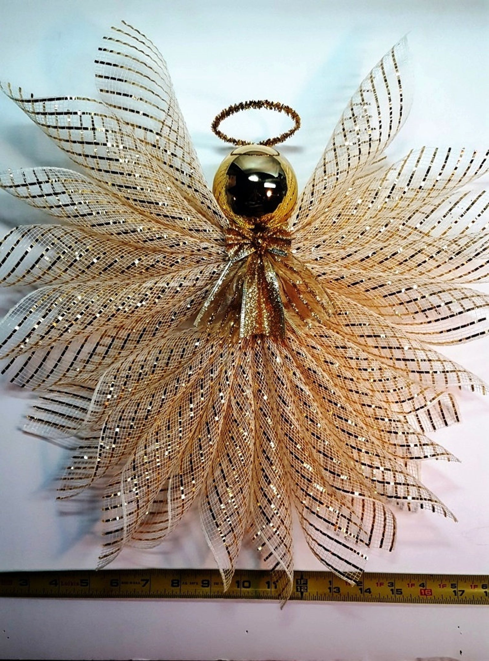 Christmas Two Tone Gold Deco Mesh Angel-large - Etsy