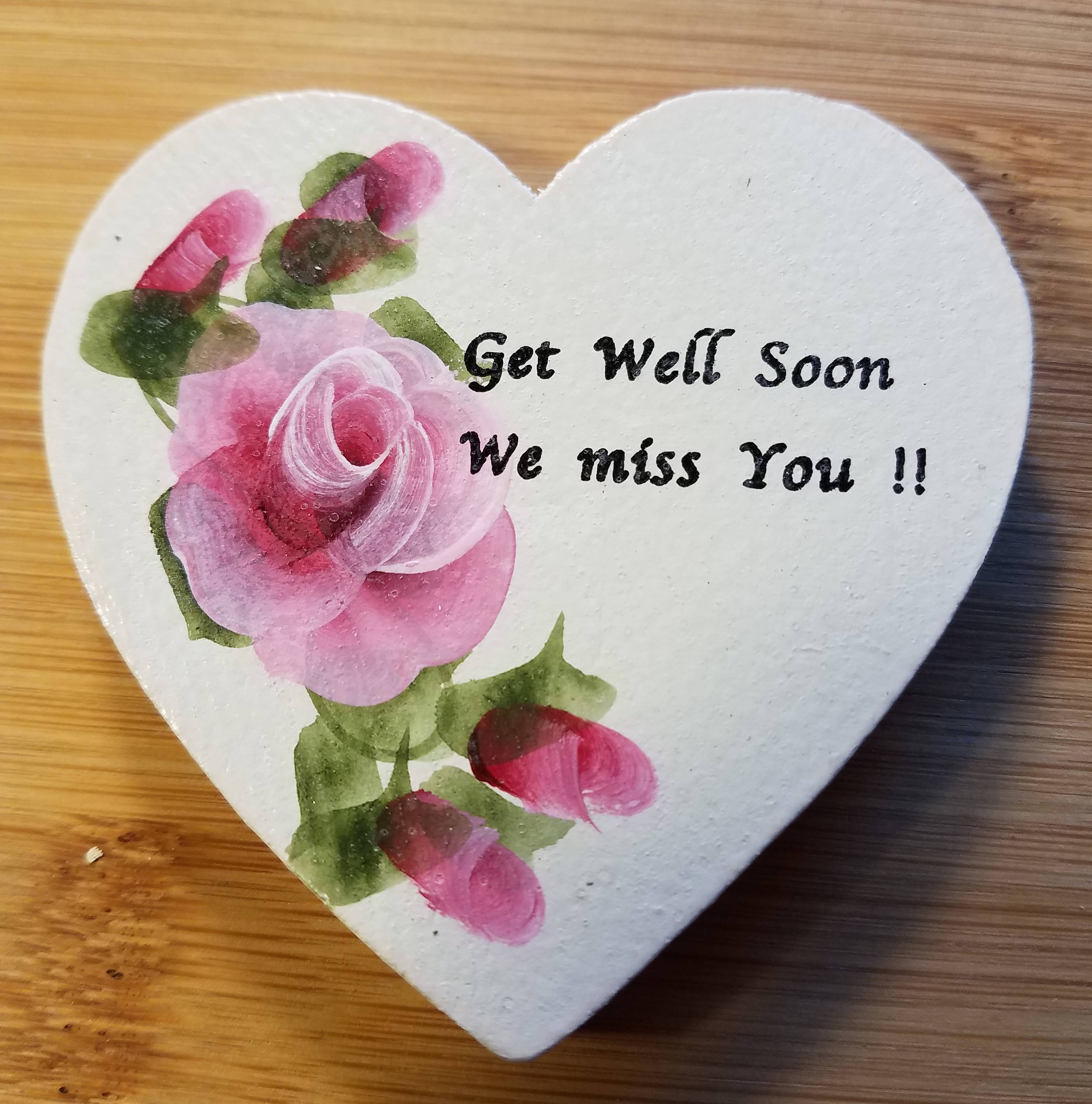 Get well soon heart magnet pink roses | Etsy