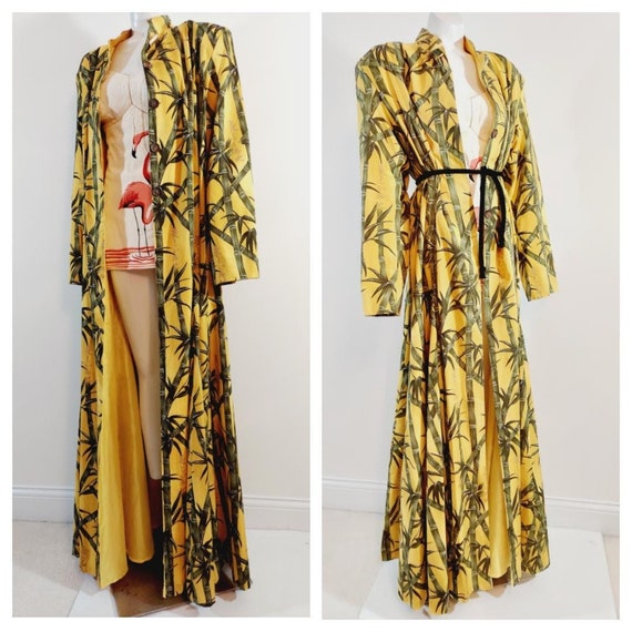 Vintage 60s bamboo print robe duster swimsuit cover /… - Gem
