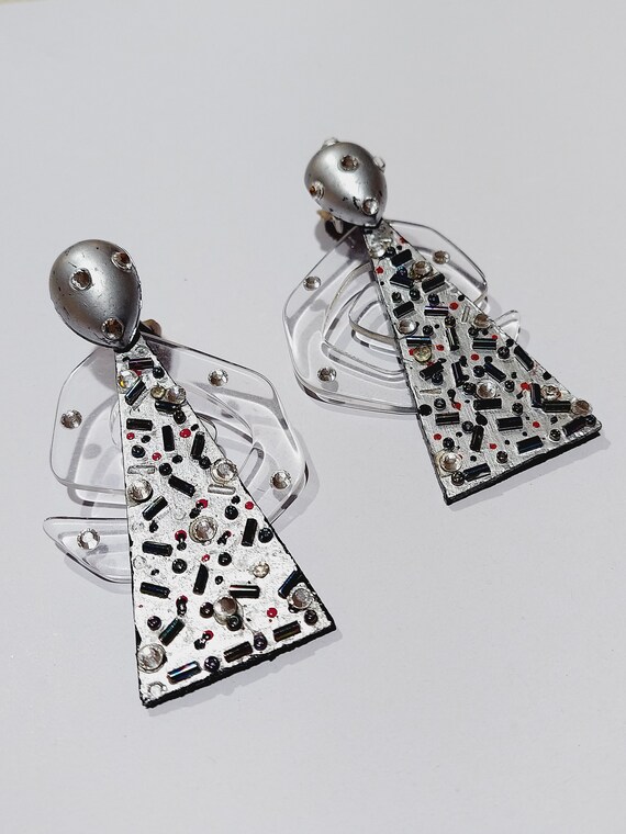 Vintage Jeff Lieb Earrings / 80s Abstract Memphis des… - Gem