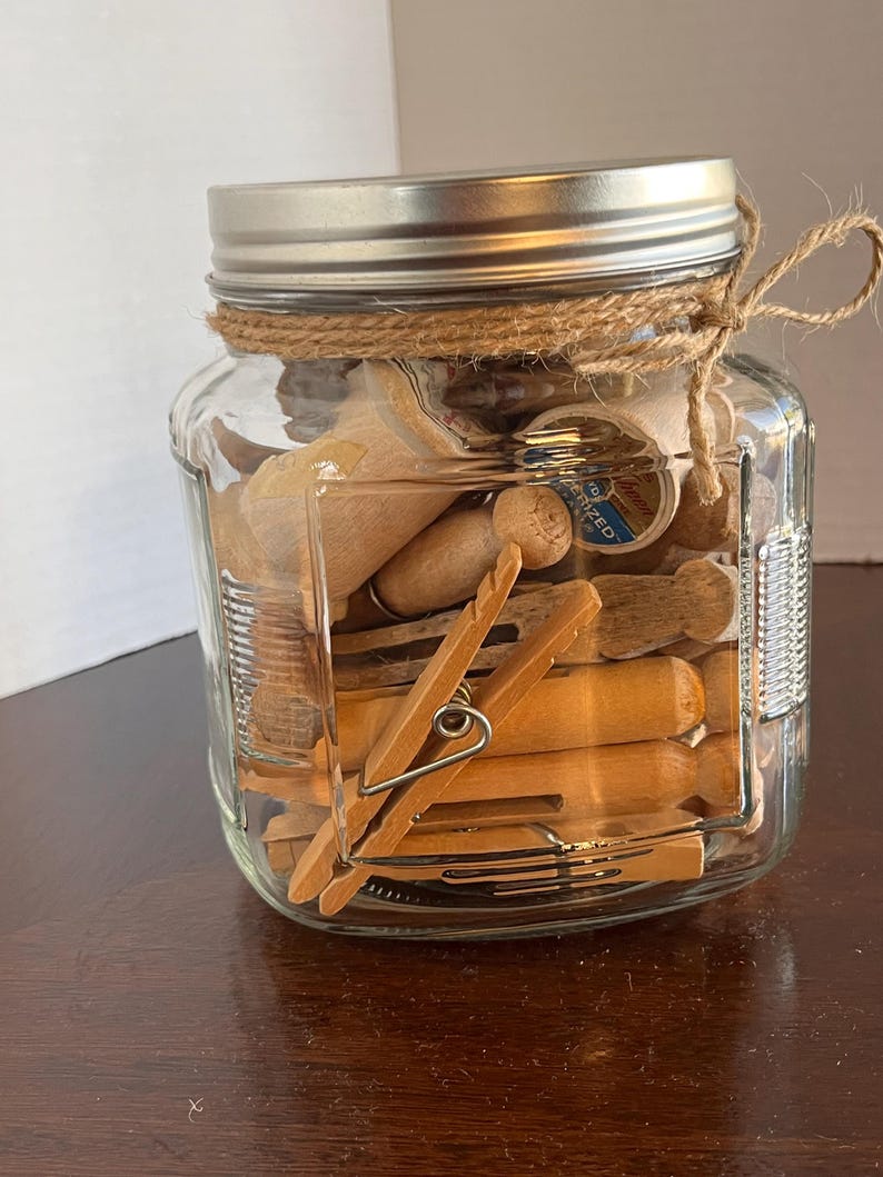 Vintage Jar Vintage Wooden Spools and Clothes Pins Collectible - Etsy
