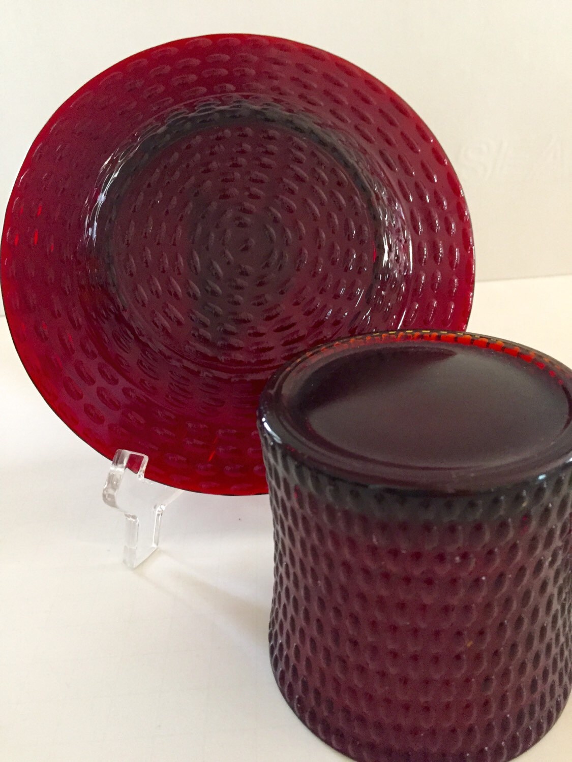 Vintage Ruby Glass Cup and Saucer Holiday Dining - Etsy