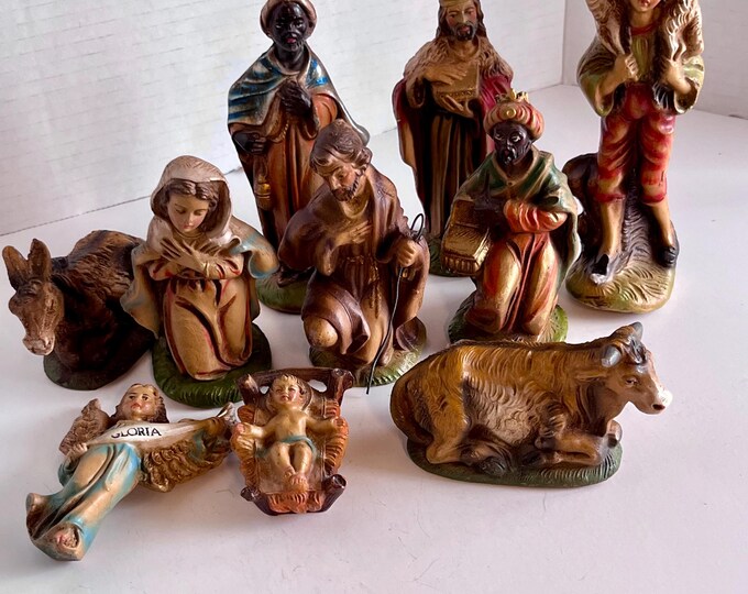 10 Piece Vintage Nativity Set Italian Chalkware - Etsy