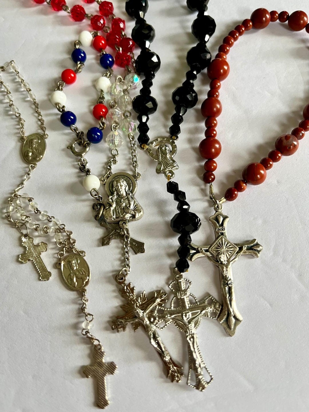 5 CT Vintage Beaded Rosary Prayer Beads Chaplets Religious Bracelets - Etsy