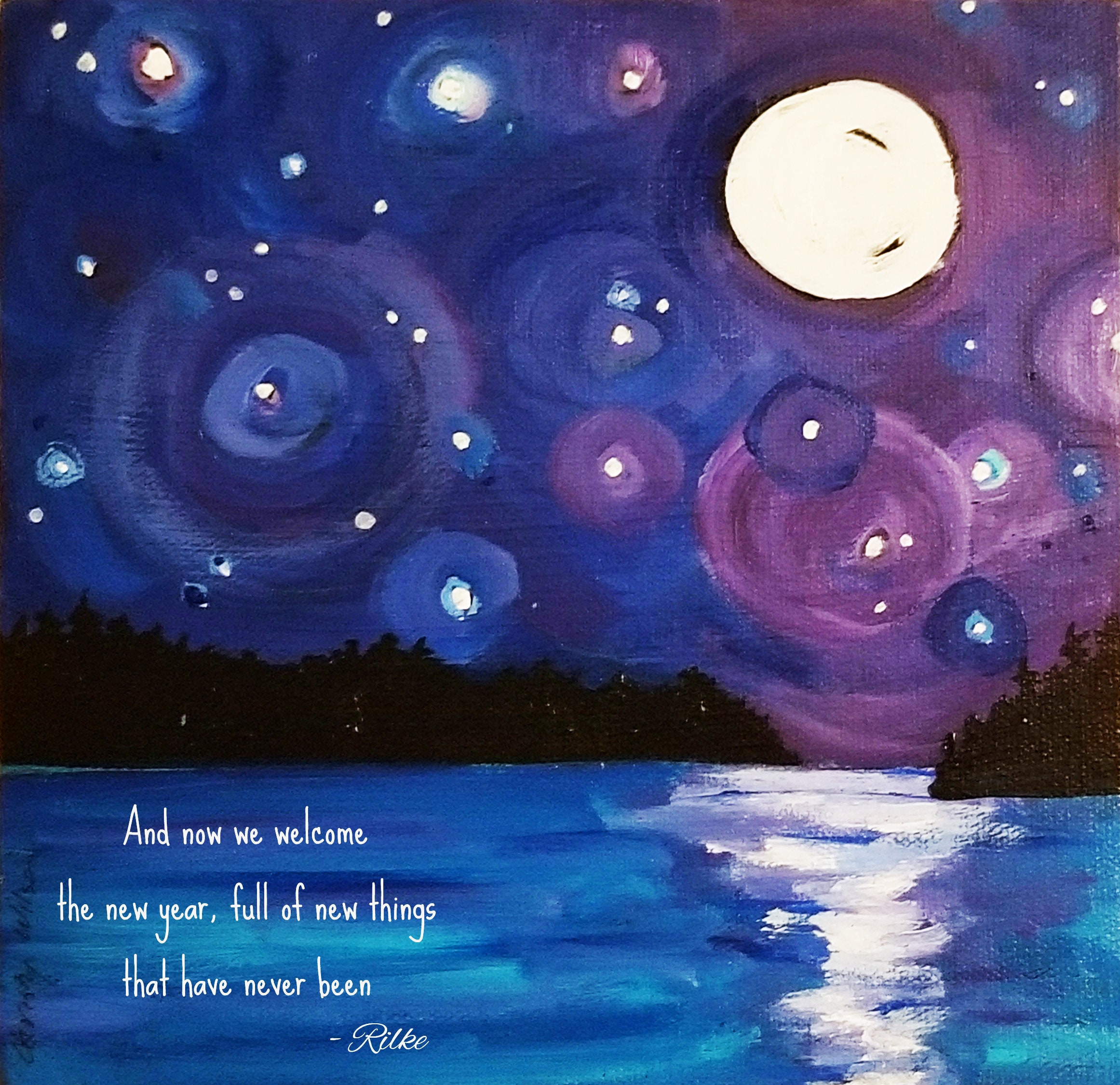 And Now We Welcome the New Year (full Moon)- HOLIDAY ART CARD ...