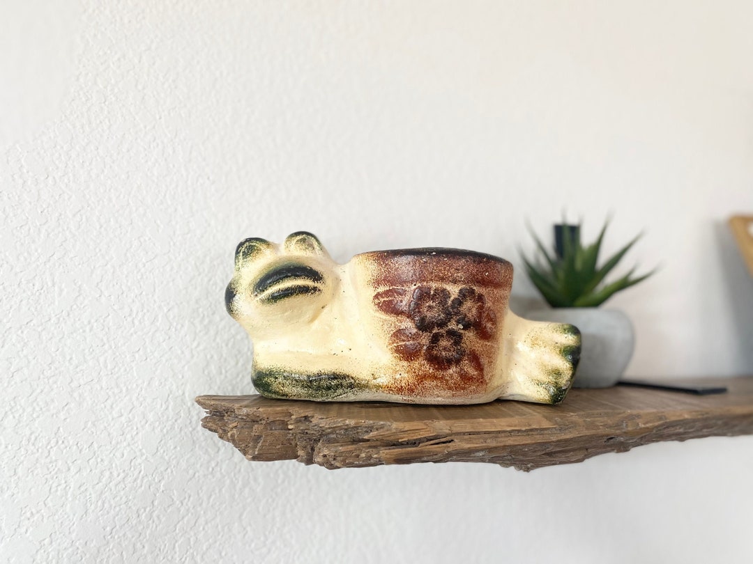 Vintage Frog Planter / Terra Cotta Frog Plant Pot / Happy Frog Indoor ...