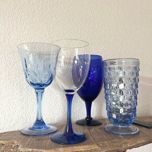 Vintage Assorted Blue Glasses / Blue Stem Glassware / Barware / Curated ...