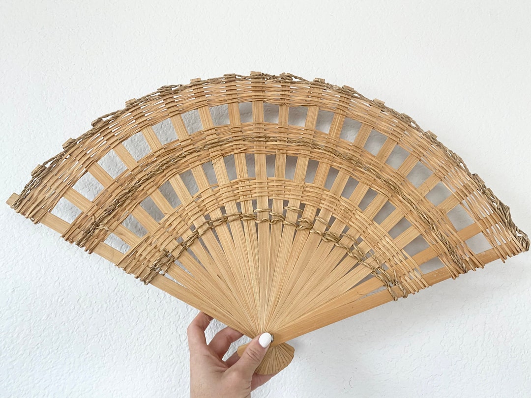 Vintage Wall Fan / Large Wooden Wall Fan / Wedding Decor / Wood and ...