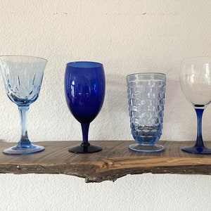 Vintage Assorted Blue Glasses / Blue Stem Glassware / Barware / Curated ...