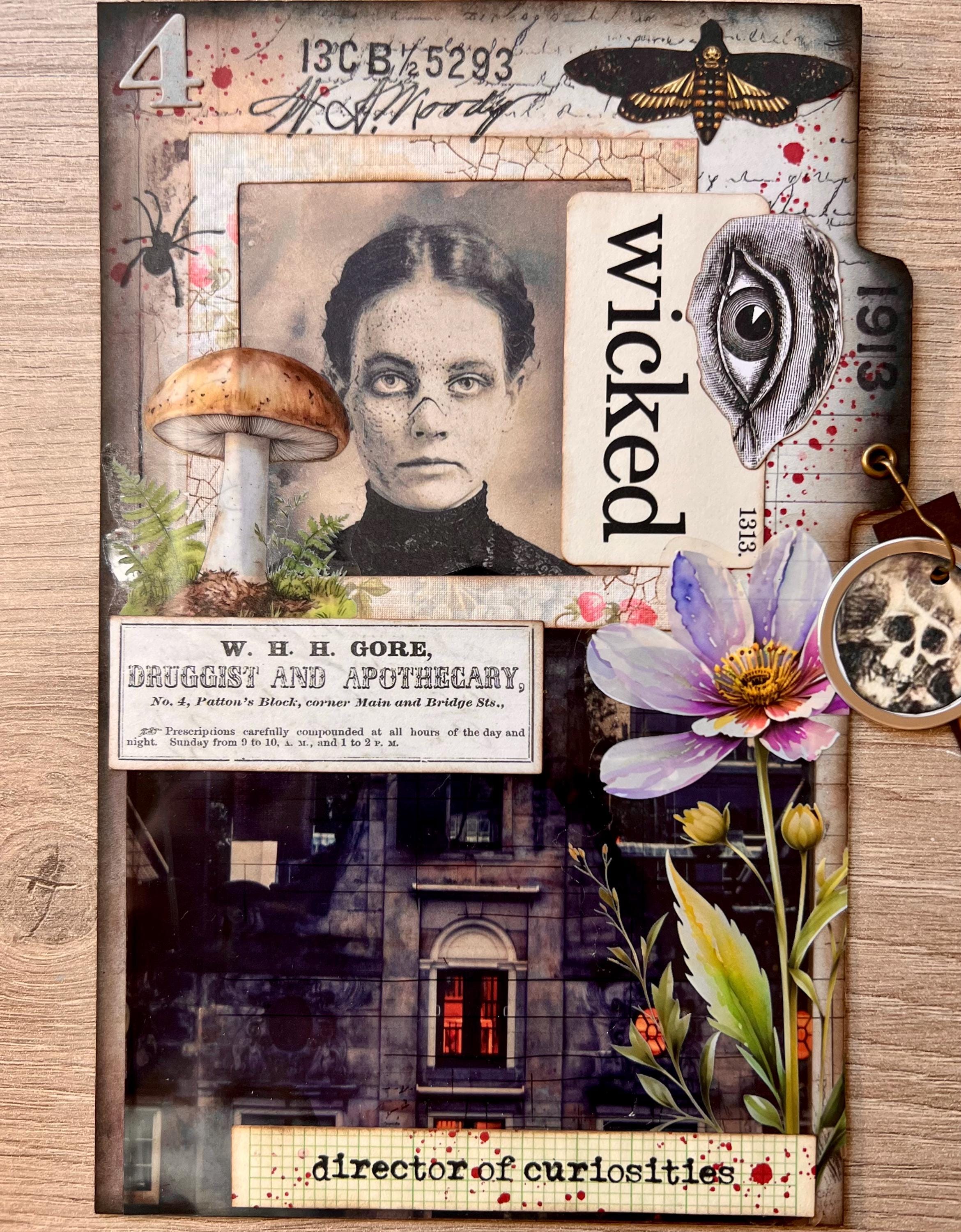 Halloween Eerie Creepy File Folder Tag No 14 - Tim Holtz Inspired - Etsy