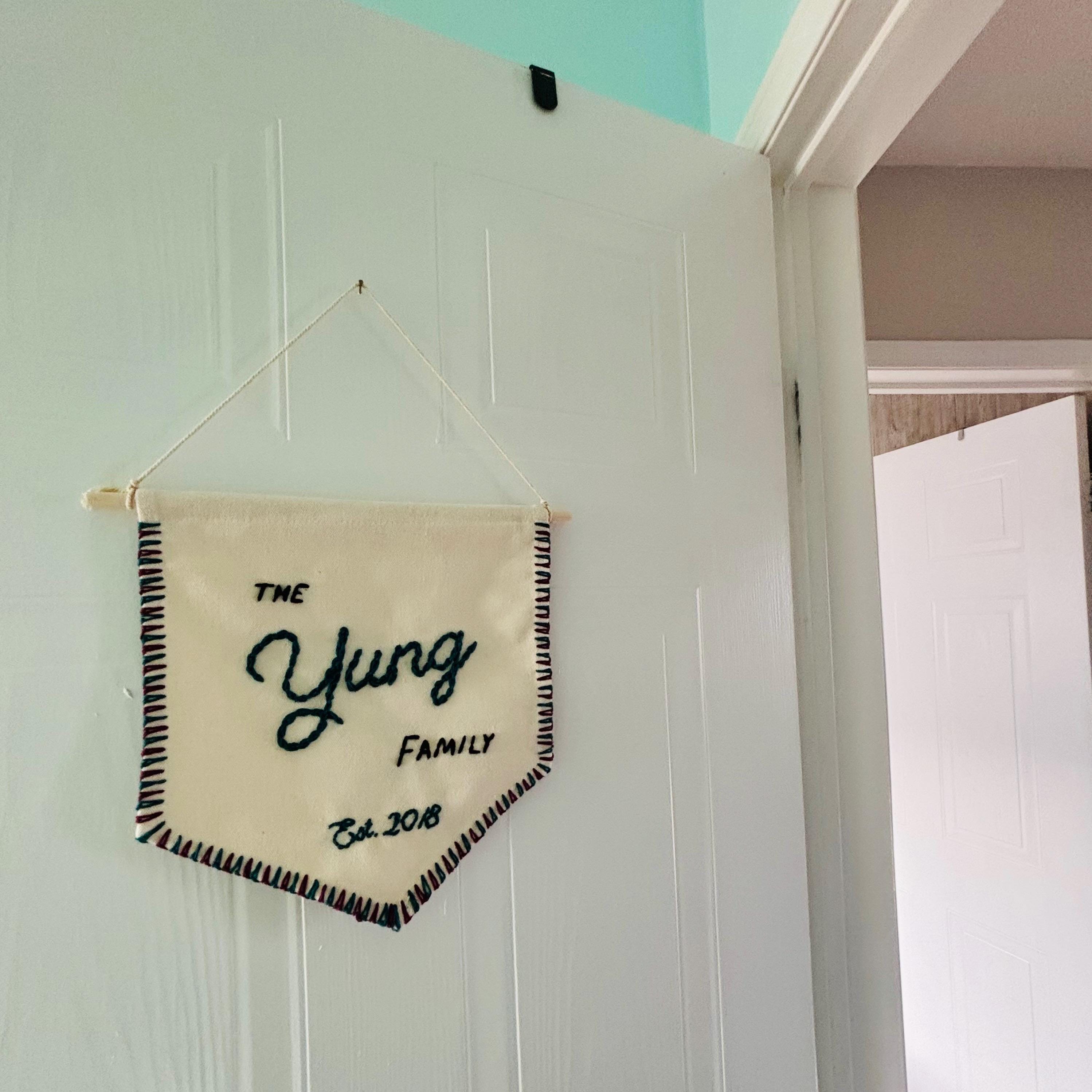 Custom Embroider Family Banner | Wall Pennant | Canvas Banner | Family ...