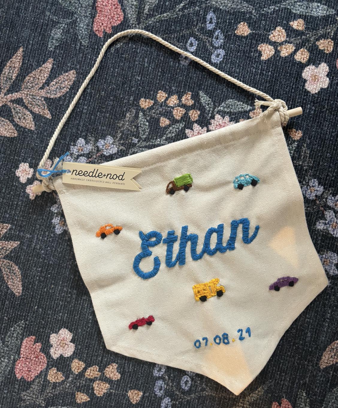 Custom Embroider Name Banner | Wall Pennant | Canvas Banner | Baby ...