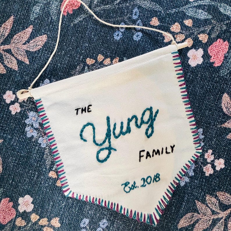 Custom Embroider Family Banner | Wall Pennant | Canvas Banner | Family ...