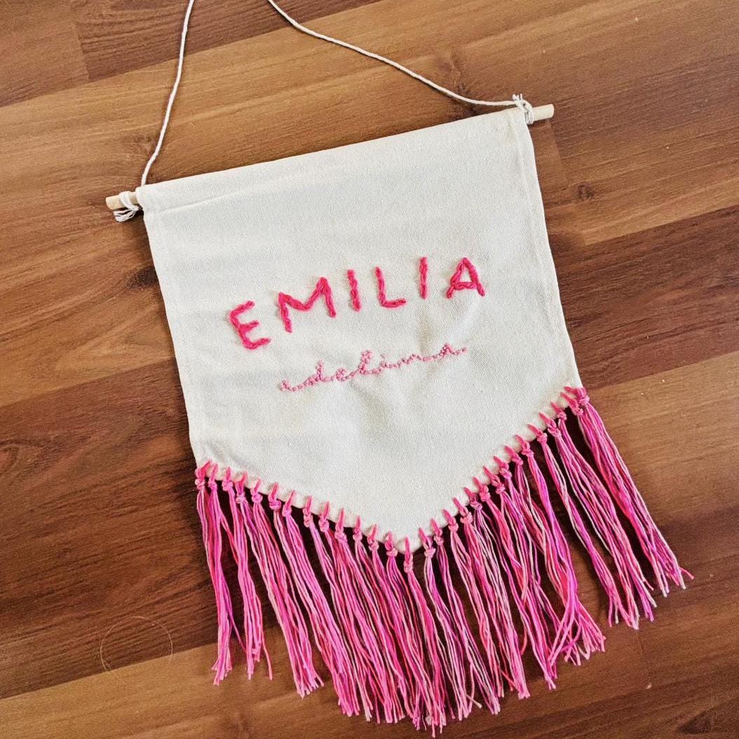 Custom Embroider Name Banner | Wall Pennant | Canvas Banner | Baby ...