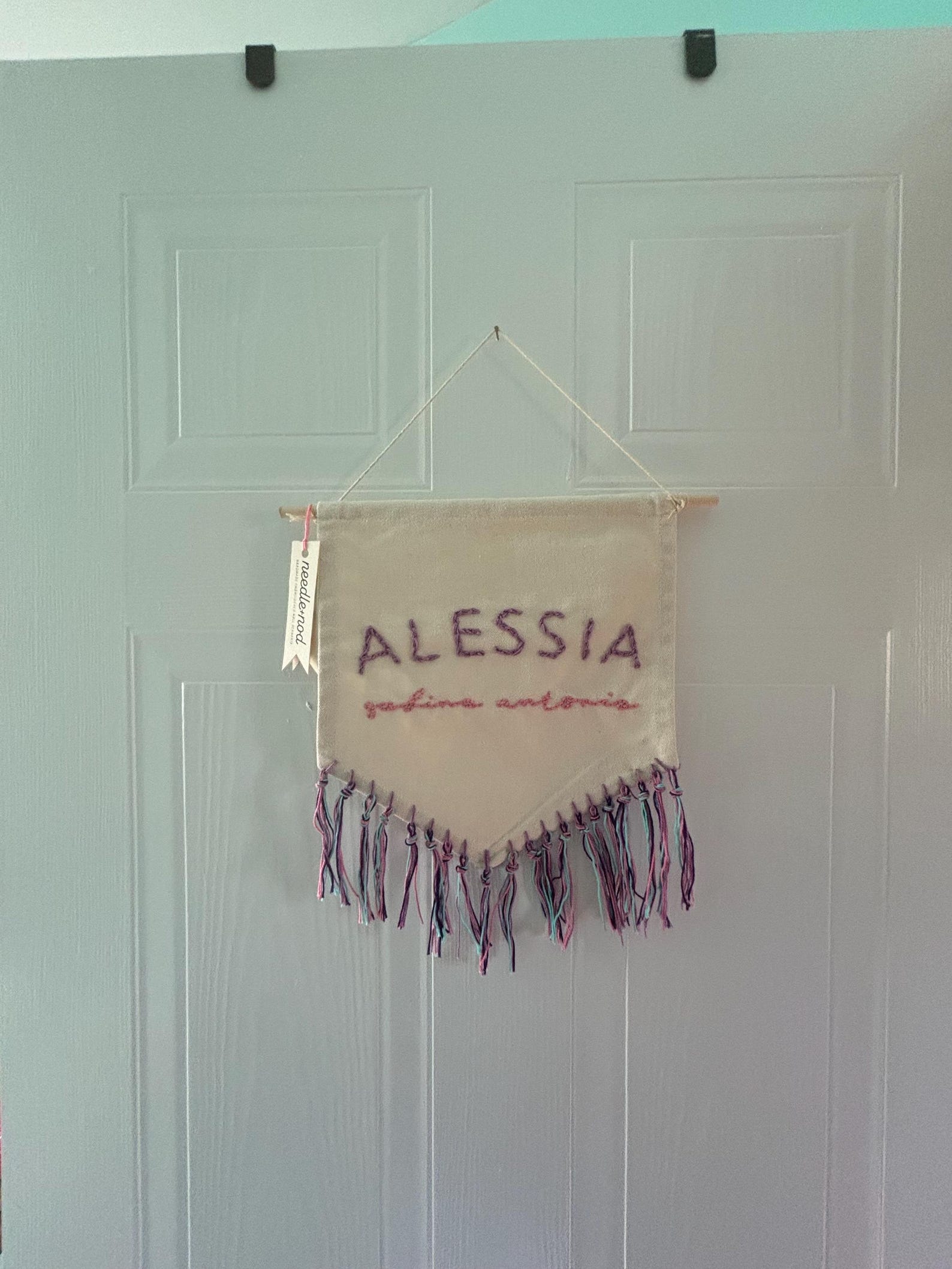 Custom Embroider Name Banner | Wall Pennant | Canvas Banner | Baby ...