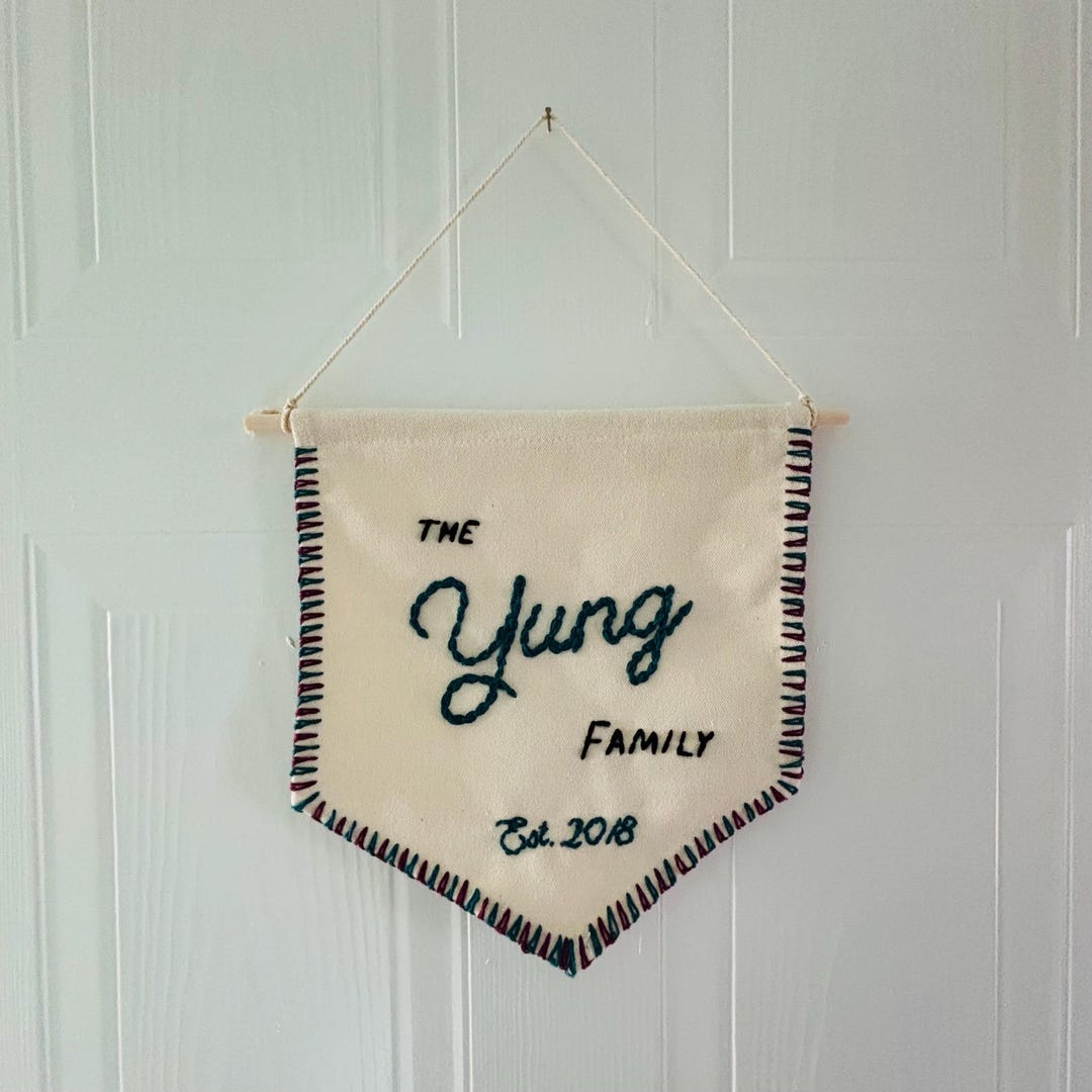 Custom Embroider Family Banner | Wall Pennant | Canvas Banner | Family ...