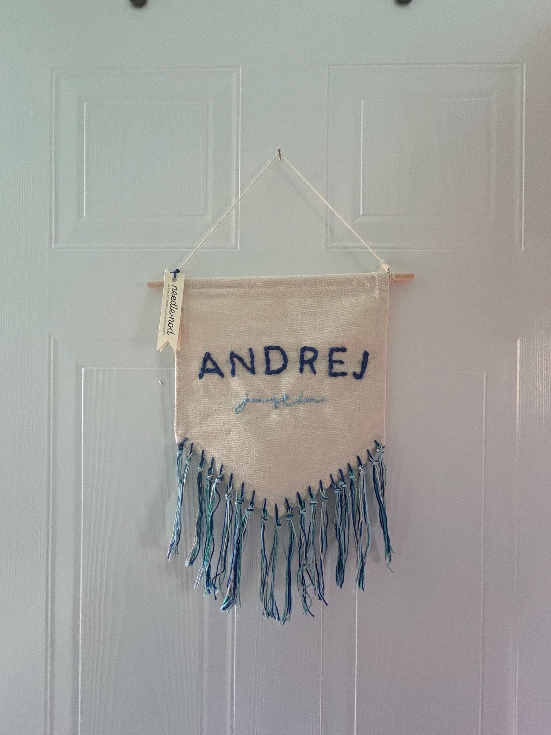 Custom Embroider Name Banner | Wall Pennant | Canvas Banner | Baby ...