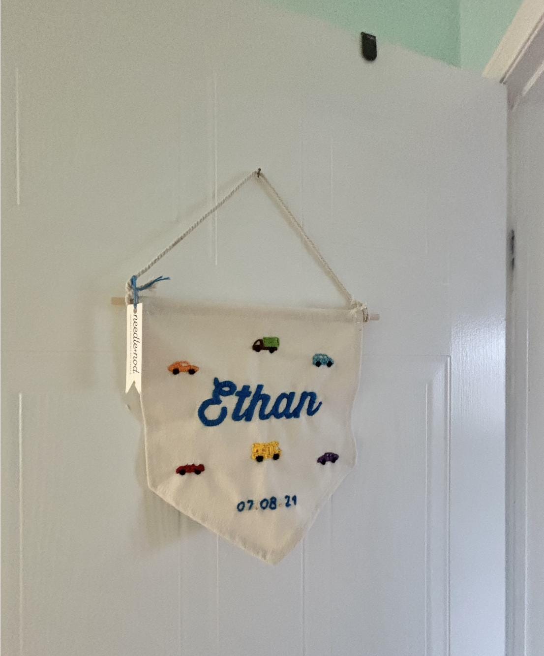 Custom Embroider Name Banner | Wall Pennant | Canvas Banner | Baby ...