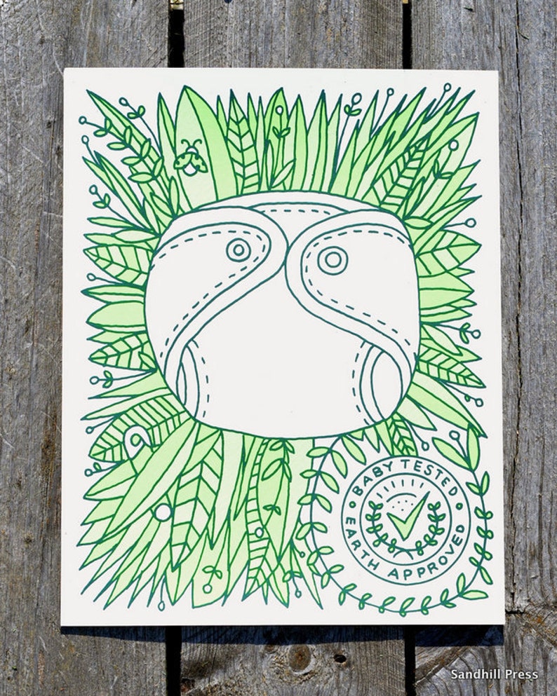 Baby Tested, Earth Approved // Cloth Diaper Screen-printed Art - Etsy
