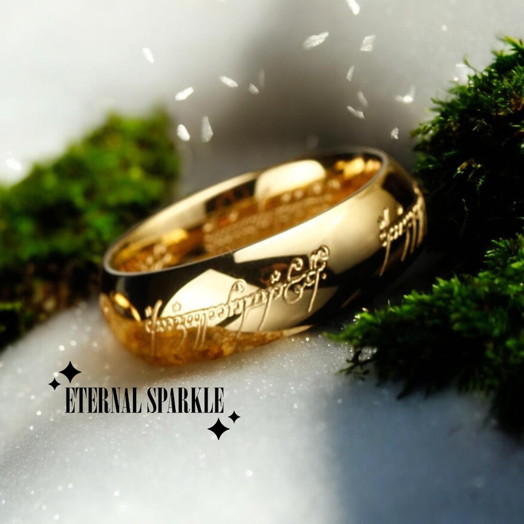 Lord of the Rings the One Ring, Gold Sauron Elvish Ring, Rings of Power ...