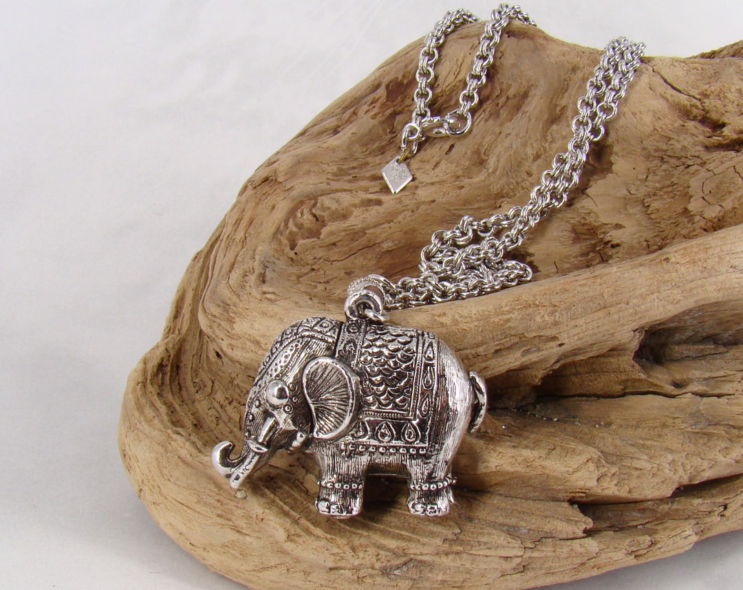 Sarah Coventry Rajah Necklace Elephant Pendant Silver Tone - Etsy