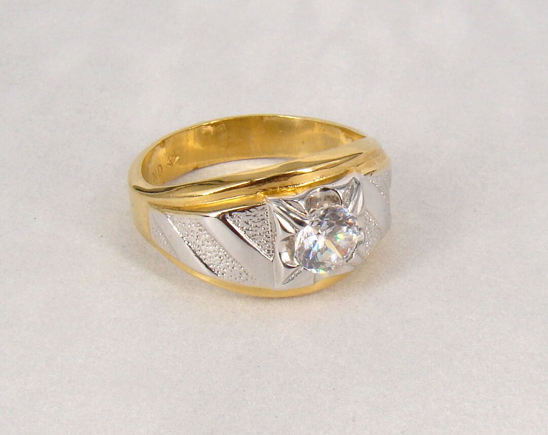 Lind Mens Ring Art Deco Design Cubic Zirconia Large Size Excellent ...