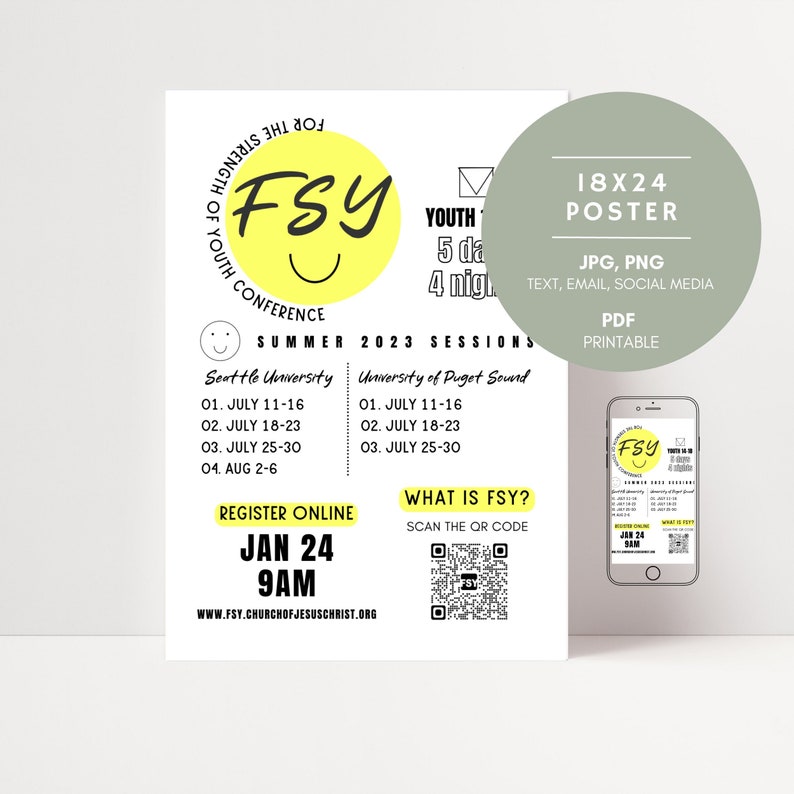 FSY LDS Youth Digital Poster Printable Template Download - Etsy