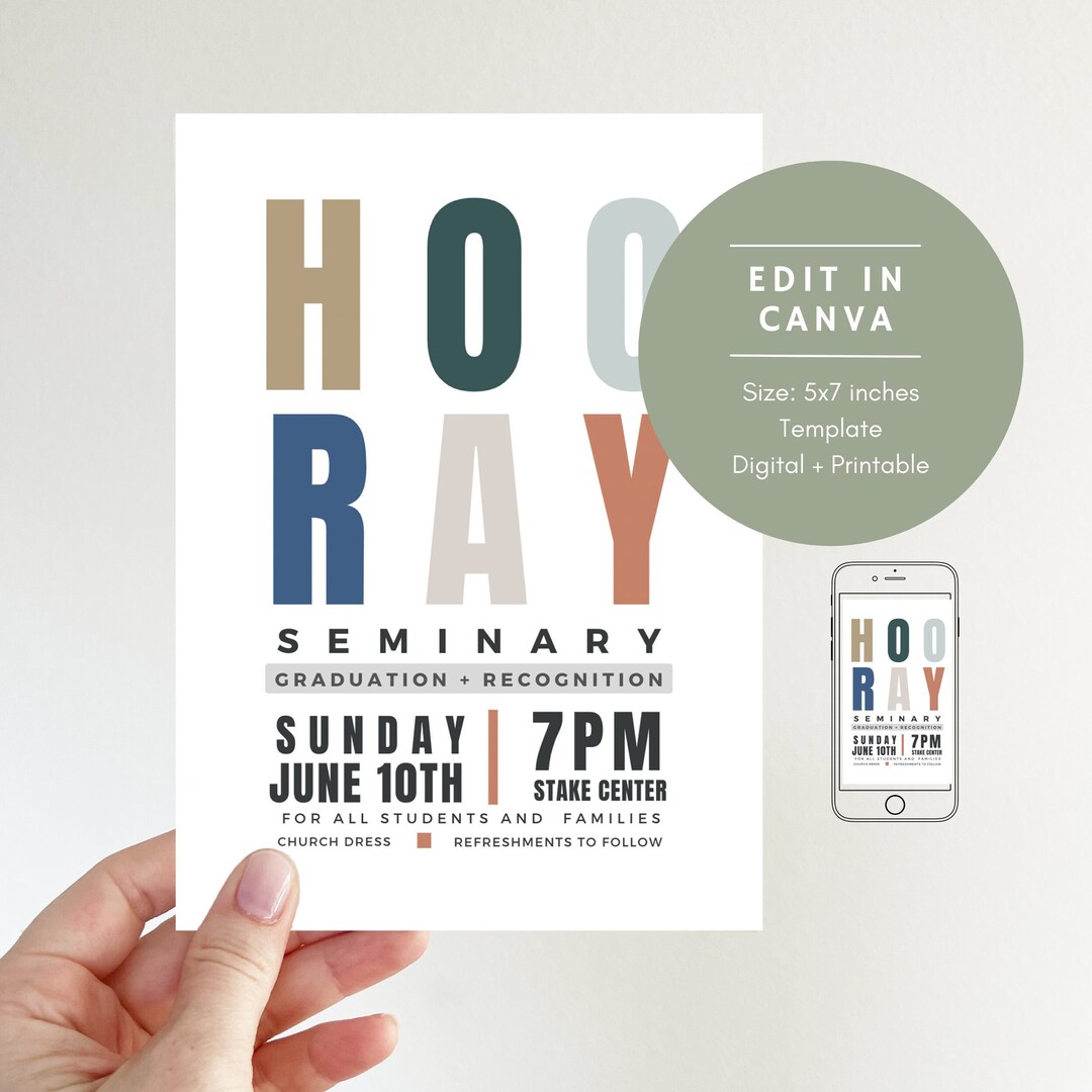 Seminary Graduation LDS Youth Printable Canva Template - Etsy