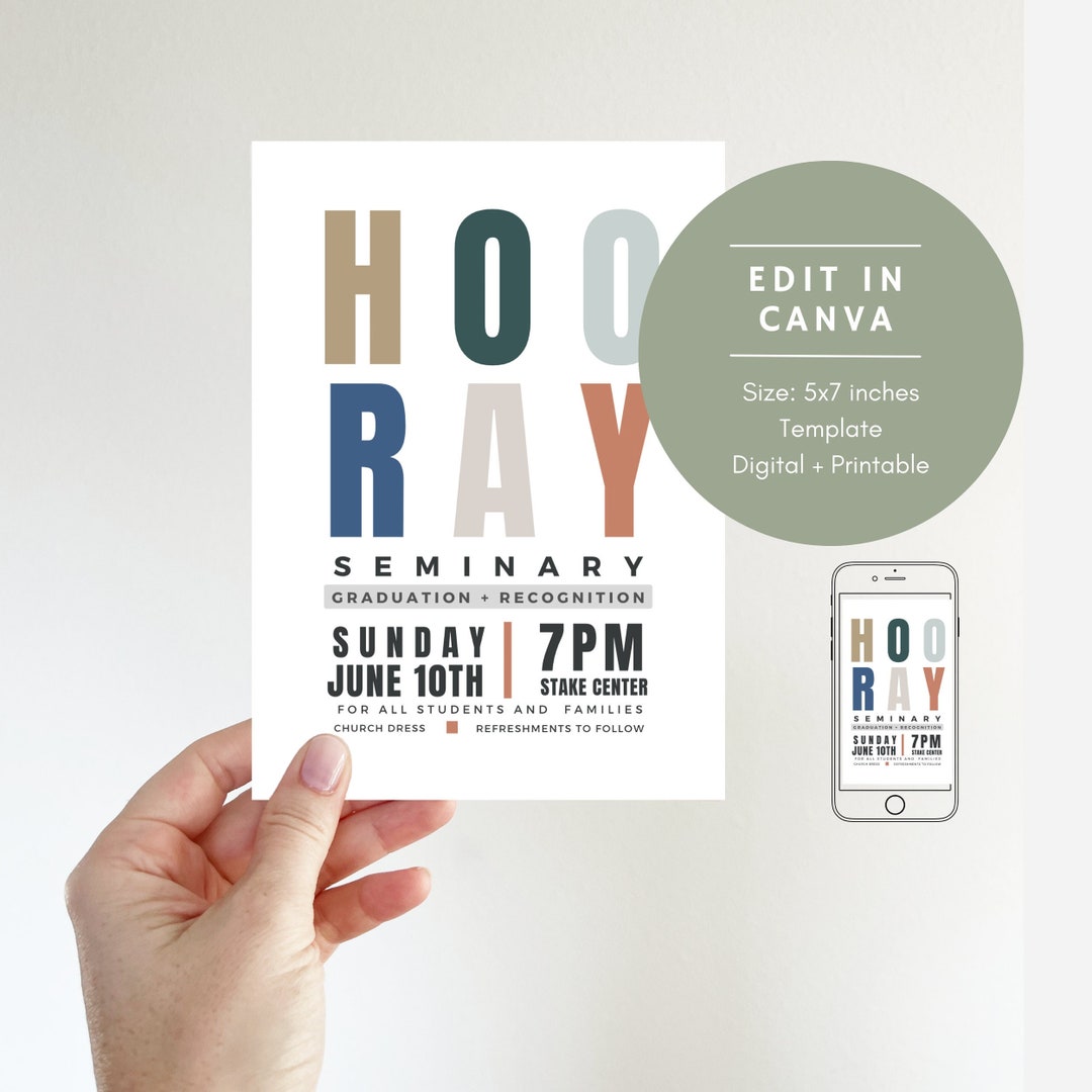 Seminary Graduation, LDS Youth Printable, Canva Template, Graduation ...