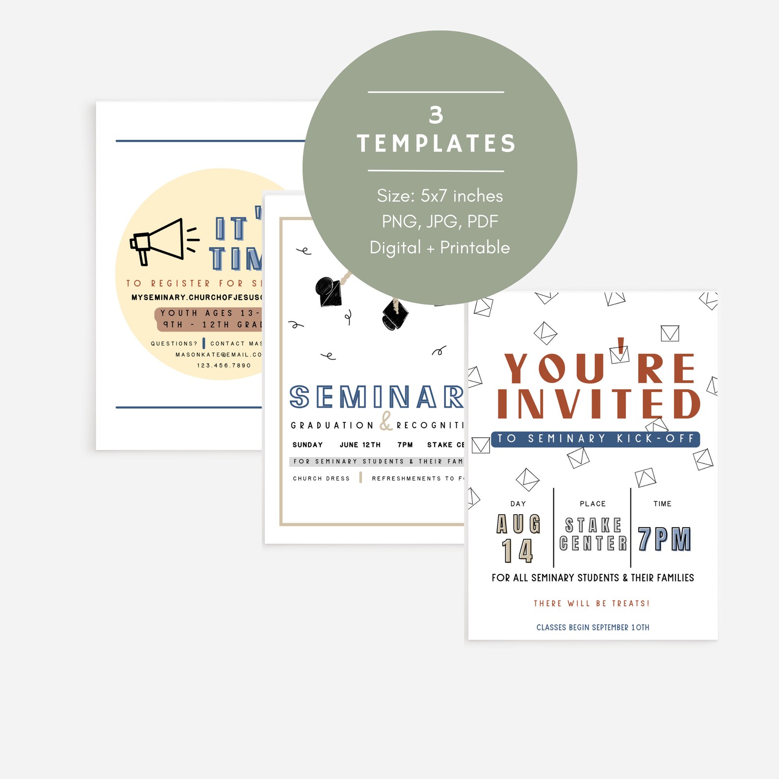 Seminary LDS Youth Flyer Printable, 3 Templates, Graduation, Invitation ...