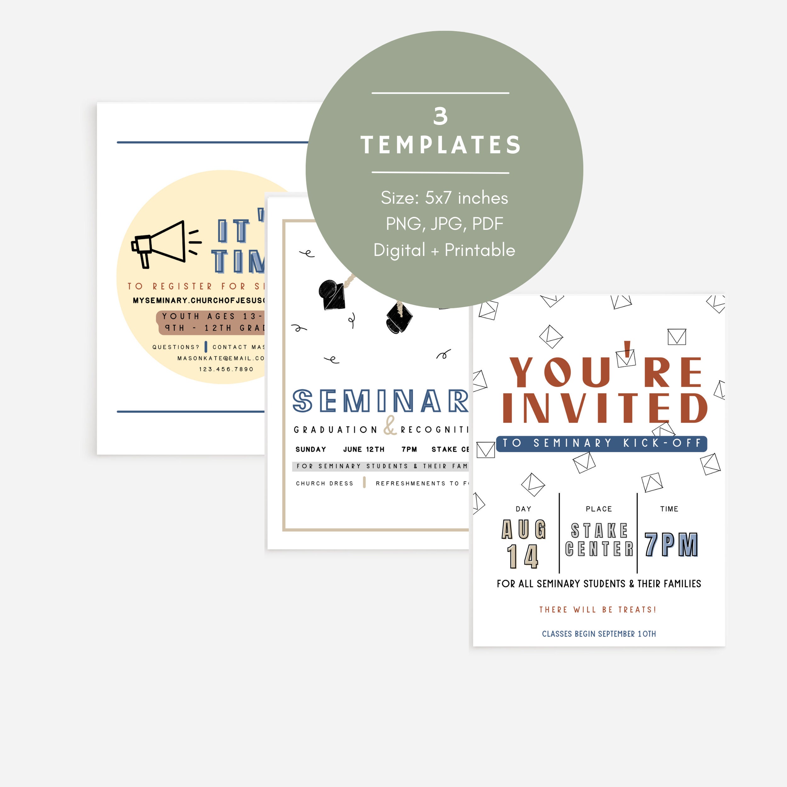 Seminary LDS Youth Flyer Printable, 3 Templates, Graduation, Invitation ...
