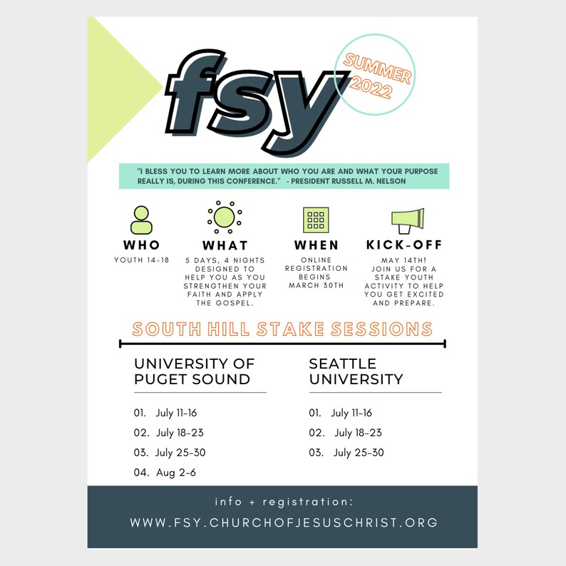 FSY LDS Youth Digital Flyer Poster Printable Download | Etsy