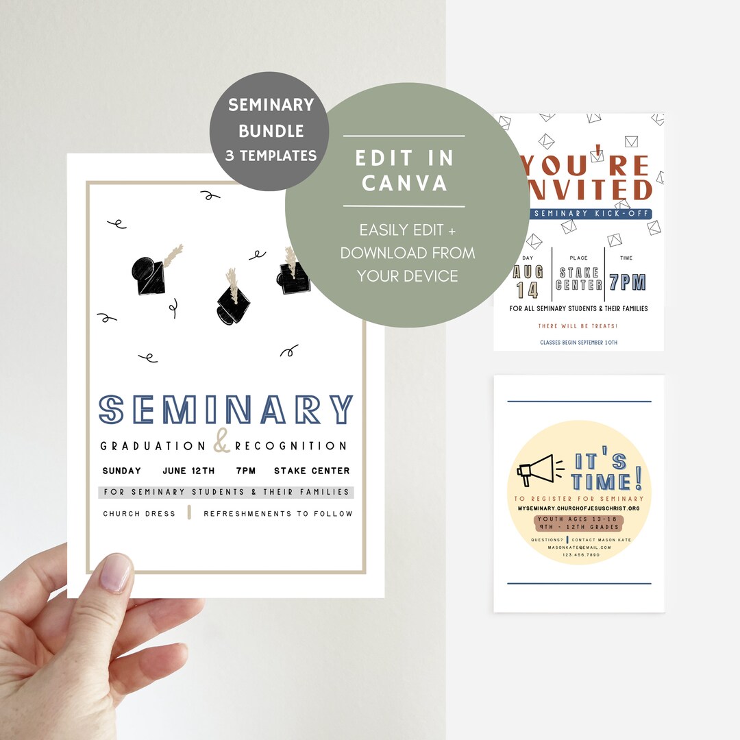 Seminary LDS Youth Flyer Printable, 3 Templates, Graduation, Invitation ...