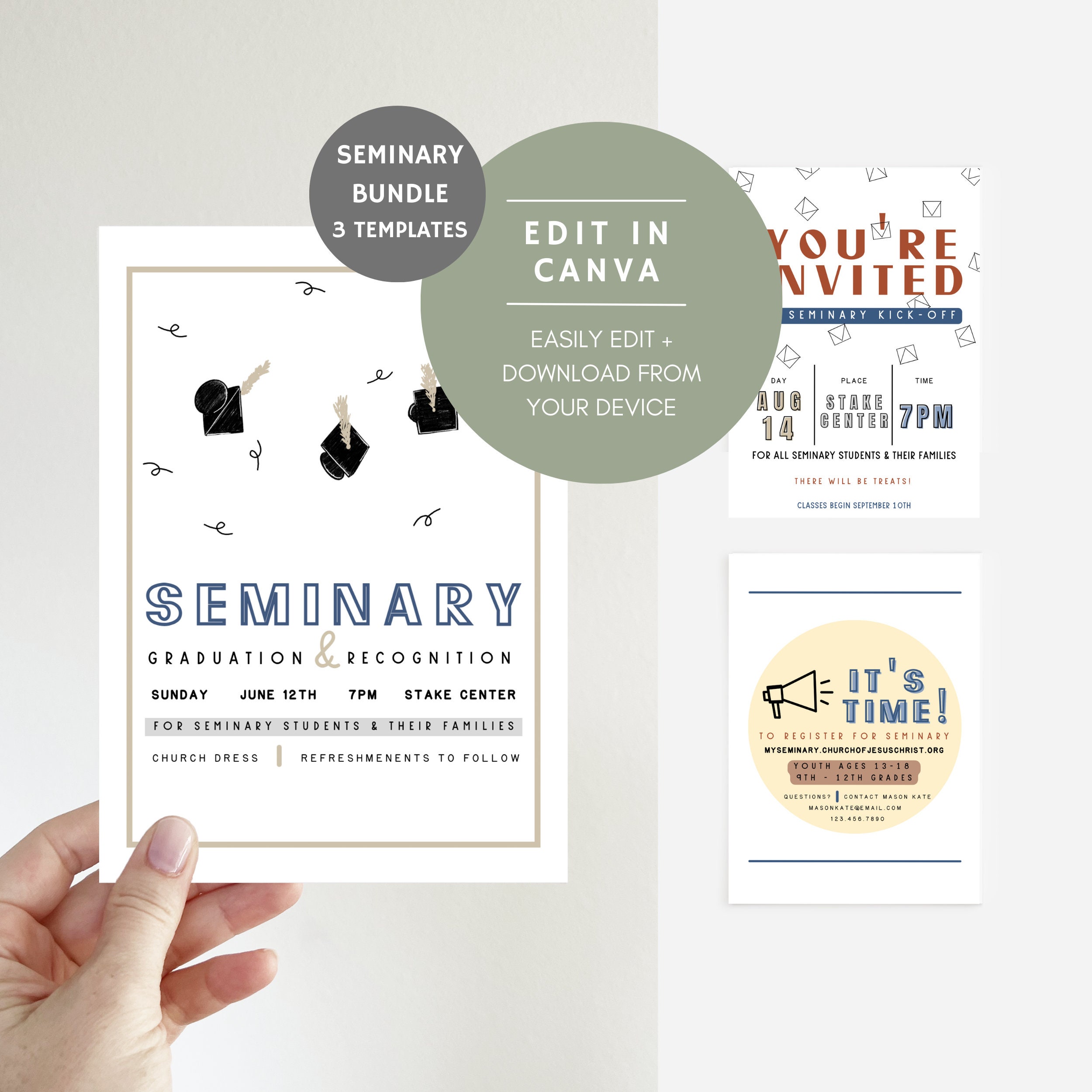 Seminary LDS Youth Flyer Printable, 3 Templates, Graduation, Invitation ...