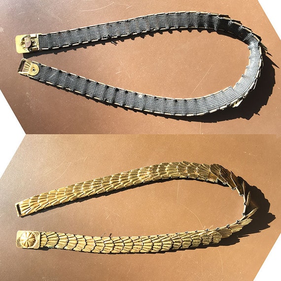 Gold Metal Scalloped/Fish Scales Belt - Gem