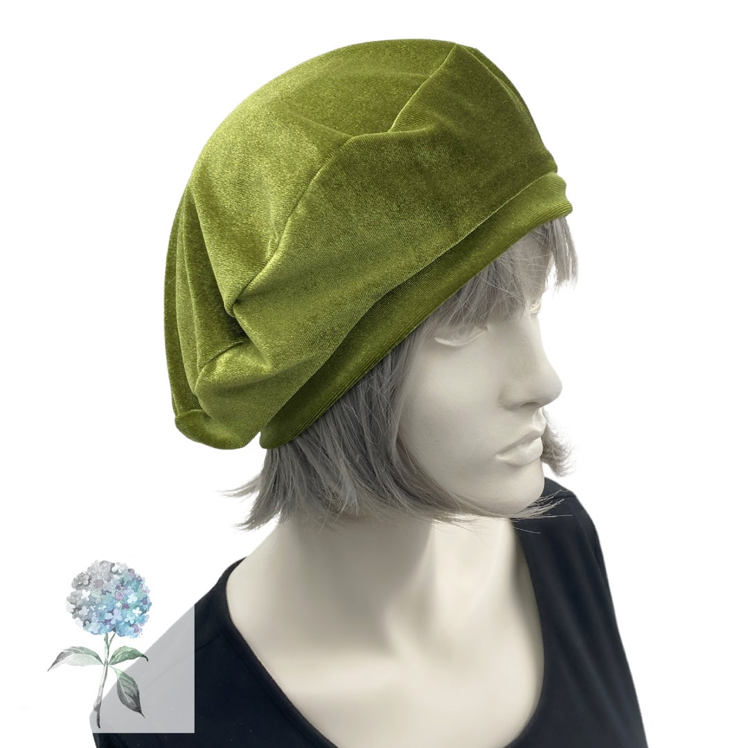 Slouchy Beret, Satin Lined Hat, Chartreuse Green or Choose Your Color ...