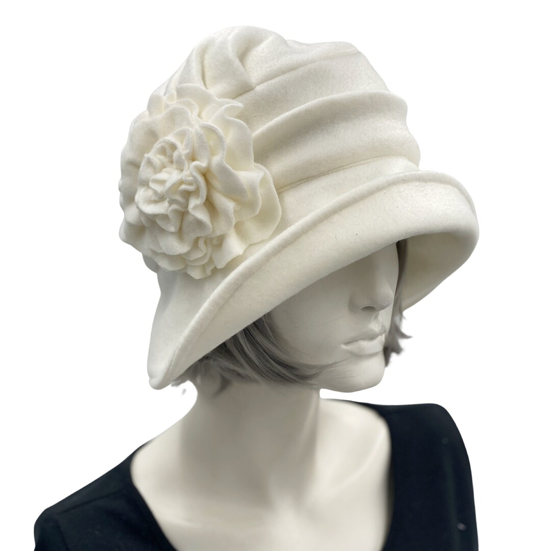 Fleece Cloche Hat, Flapper Hat, Winter Hats Women, Cream or Choose Your ...