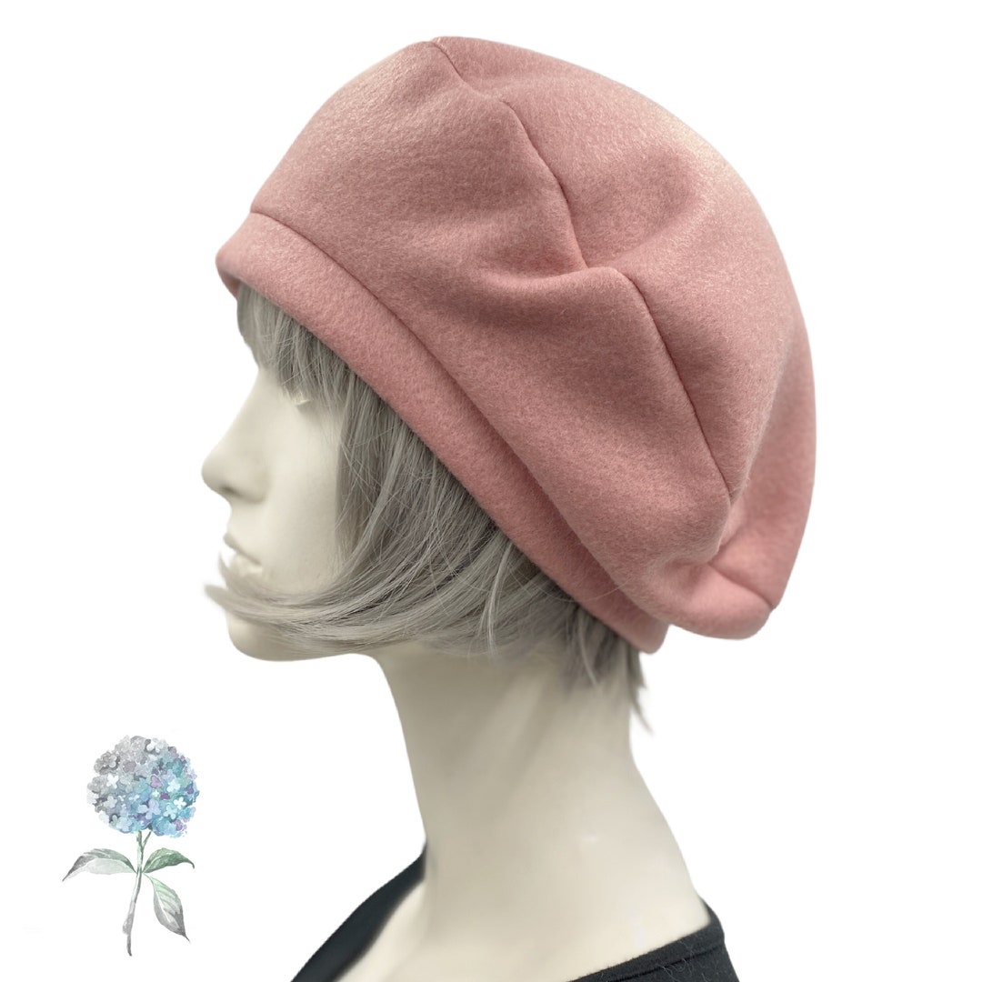 Fleece Beret Satin Lined Winter Hat Blush Pink or Black - Etsy