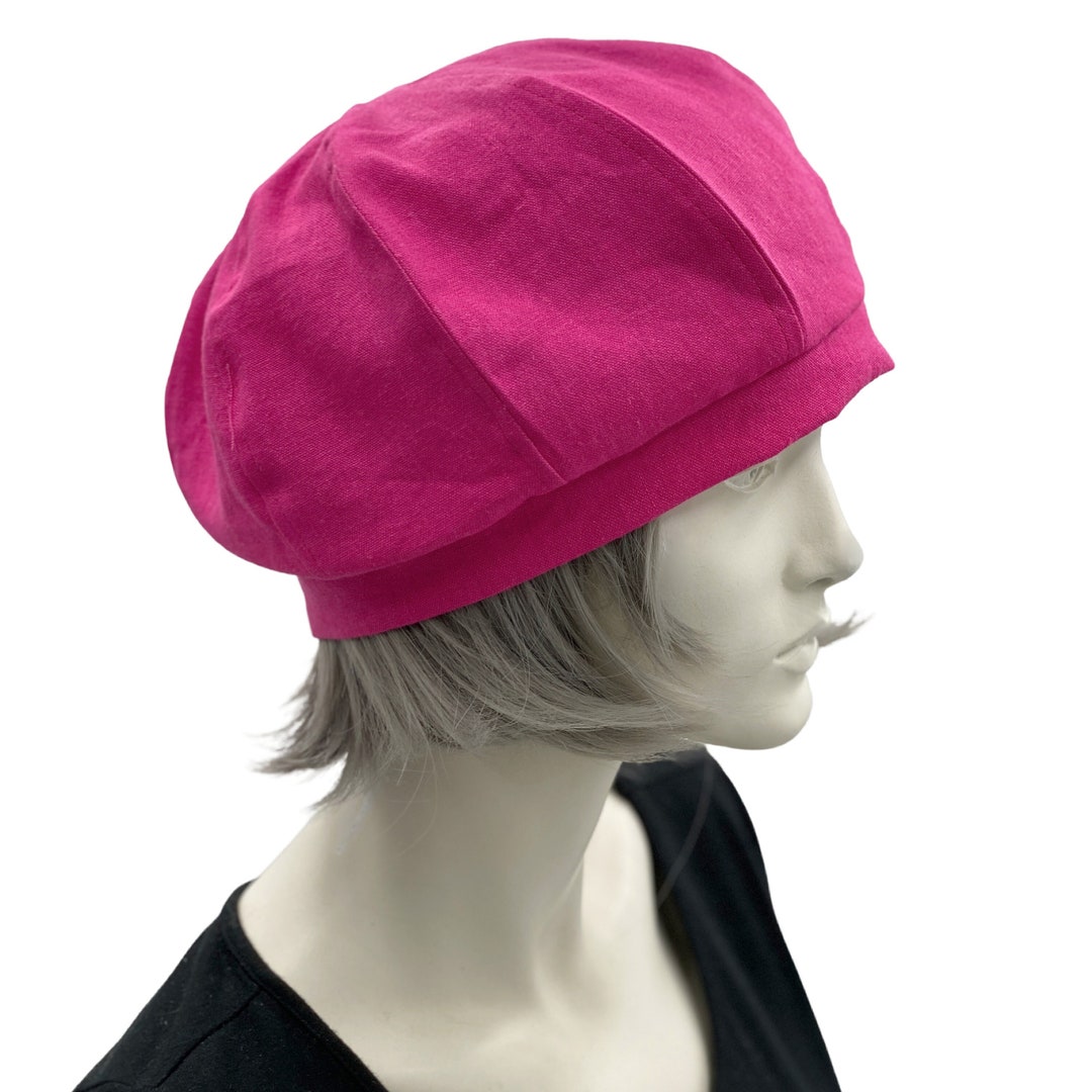 Cute Beret, Pink Beret, Fuchsia Linen Hat, Available in More Colors ...