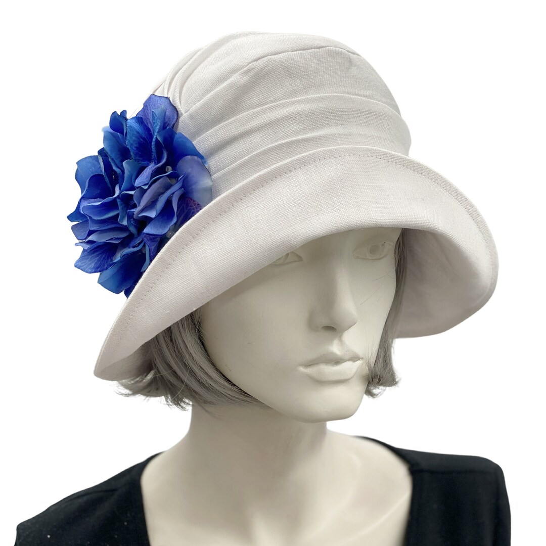 1930s Style Hat, Gatsby Wedding, Flapper Hat, White Linen Hat With ...