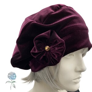Cute Beret, Eggplant Plum Velvet, Beret Hats for Women, Satin Lined ...