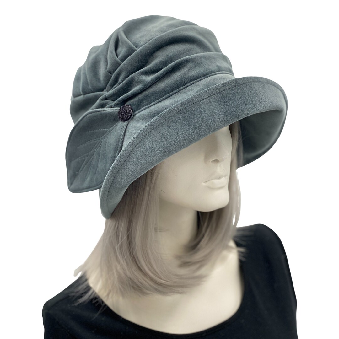 Cloche Hat Women in Dusky Blue Velvet Satin Lined Church Hat - Etsy